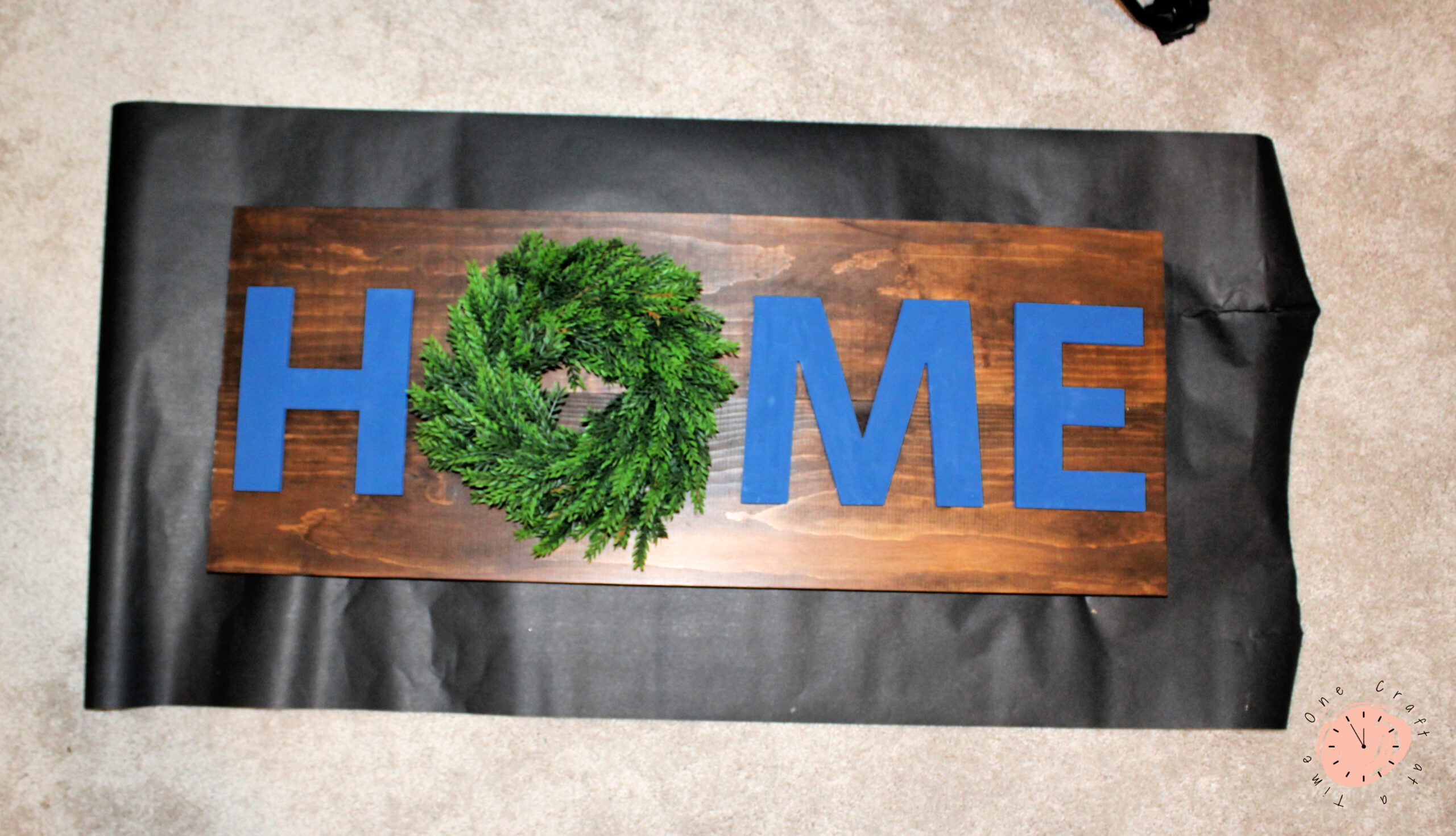 Farmhouse-Style Home Wooden Sign with Wreath - T&C Crafters
