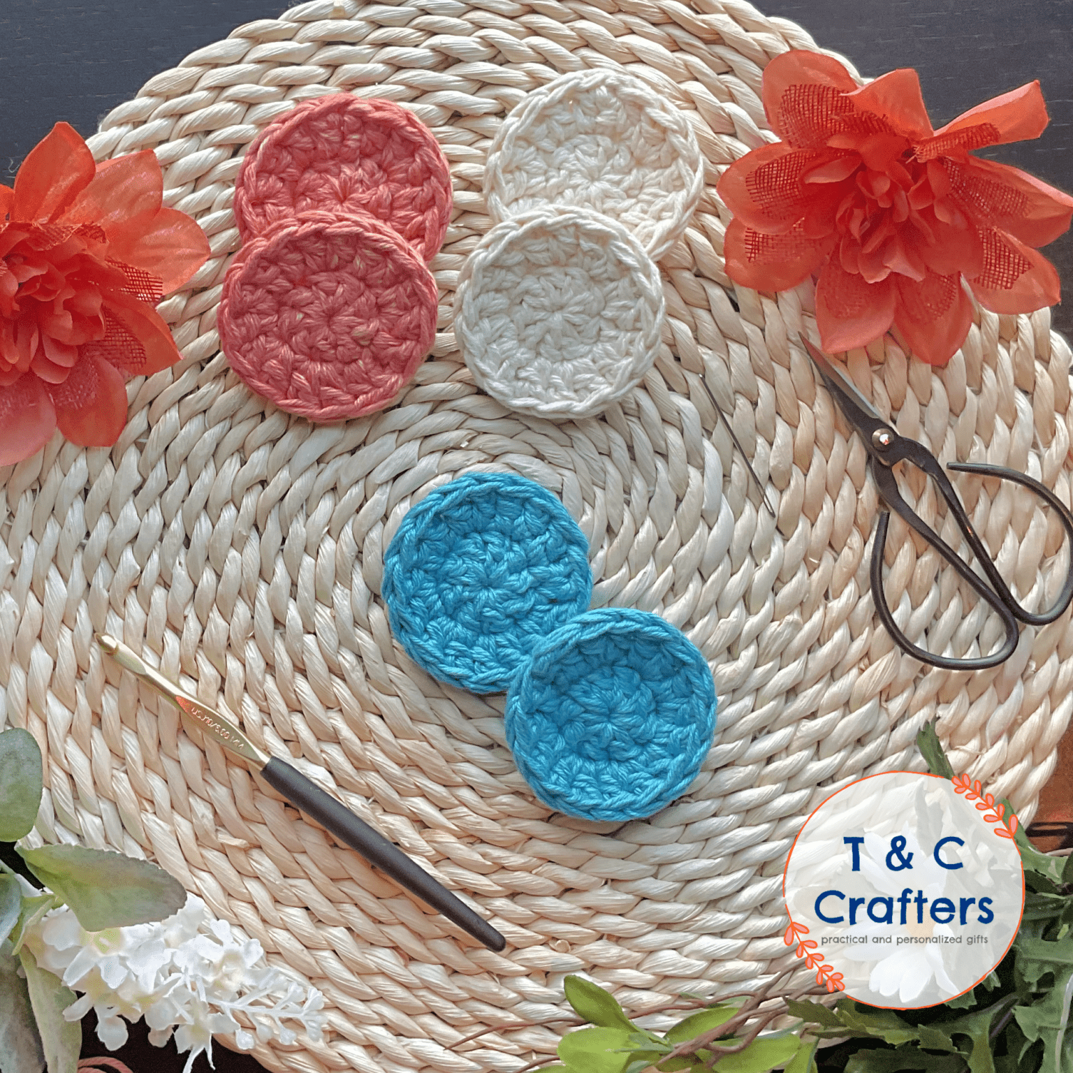 Super Speedy Crocheted Car Coasters - Free Crochet Pattern - T&C Crafters